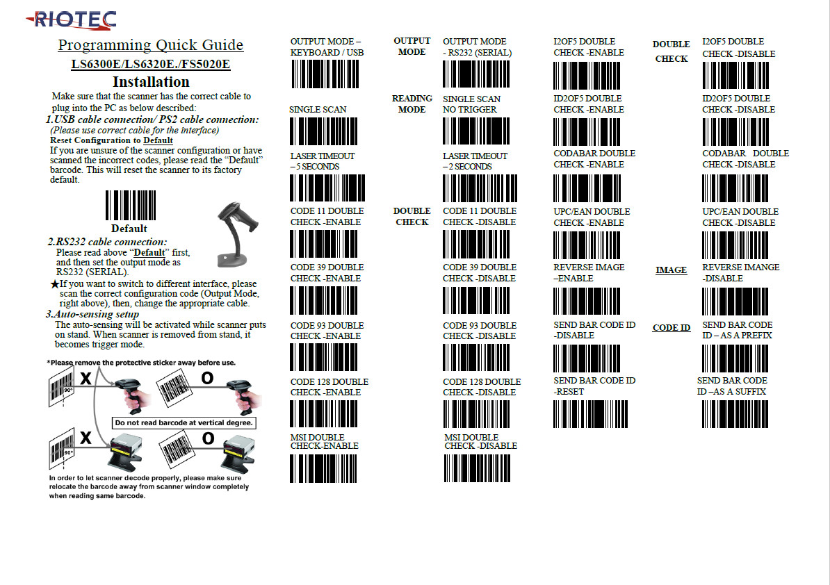 LS6300E/LS6320E Handheld Barcode Scanner-RIOTEC 1D Laser